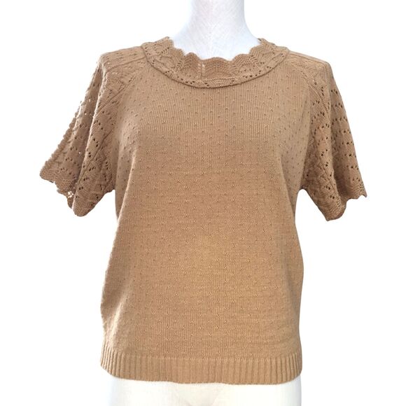 Sara Morgan | Sweaters | Sara Morgan Eyelet Knit Short Sleeve Textured ...